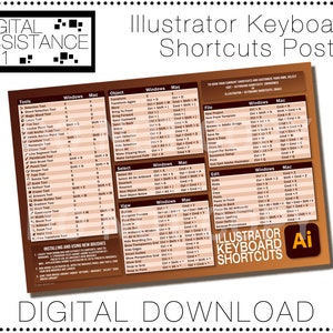 Illustrator Keyboard Shortcuts Poster Digital Download - Etsy