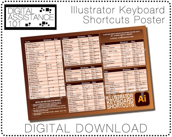Illustrator Keyboard Shortcuts Poster Digital Download - Etsy