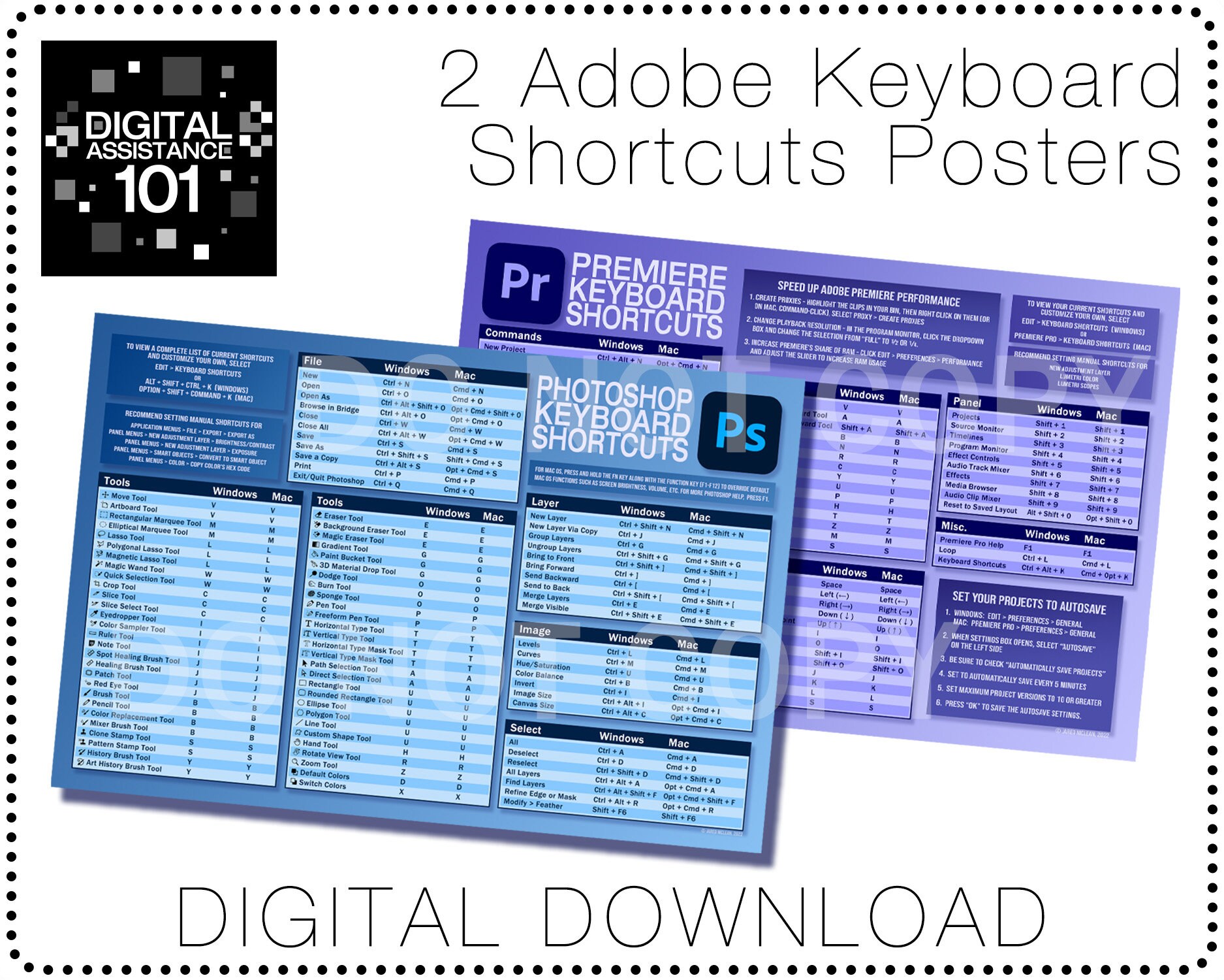 Shortcuts Posters 2 Pack - Photoshop & Premiere - Digital Download - Etsy