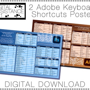 Keyboard Shortcuts Poster 2-pack Photoshop & Illustrator - Etsy