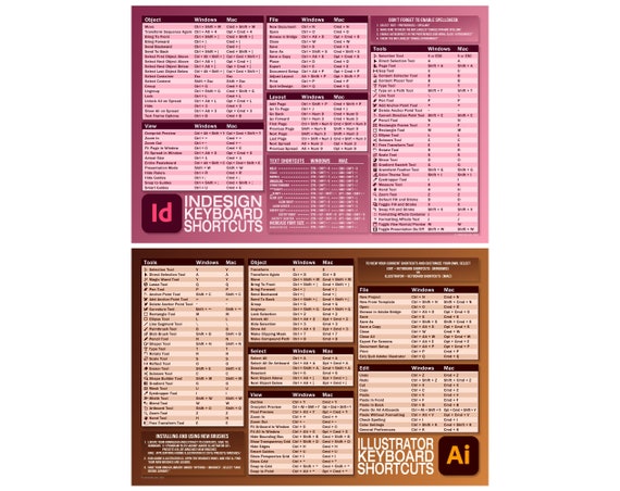 Keyboard Shortcuts Poster 2-pack Illustrator & Indesign - Etsy