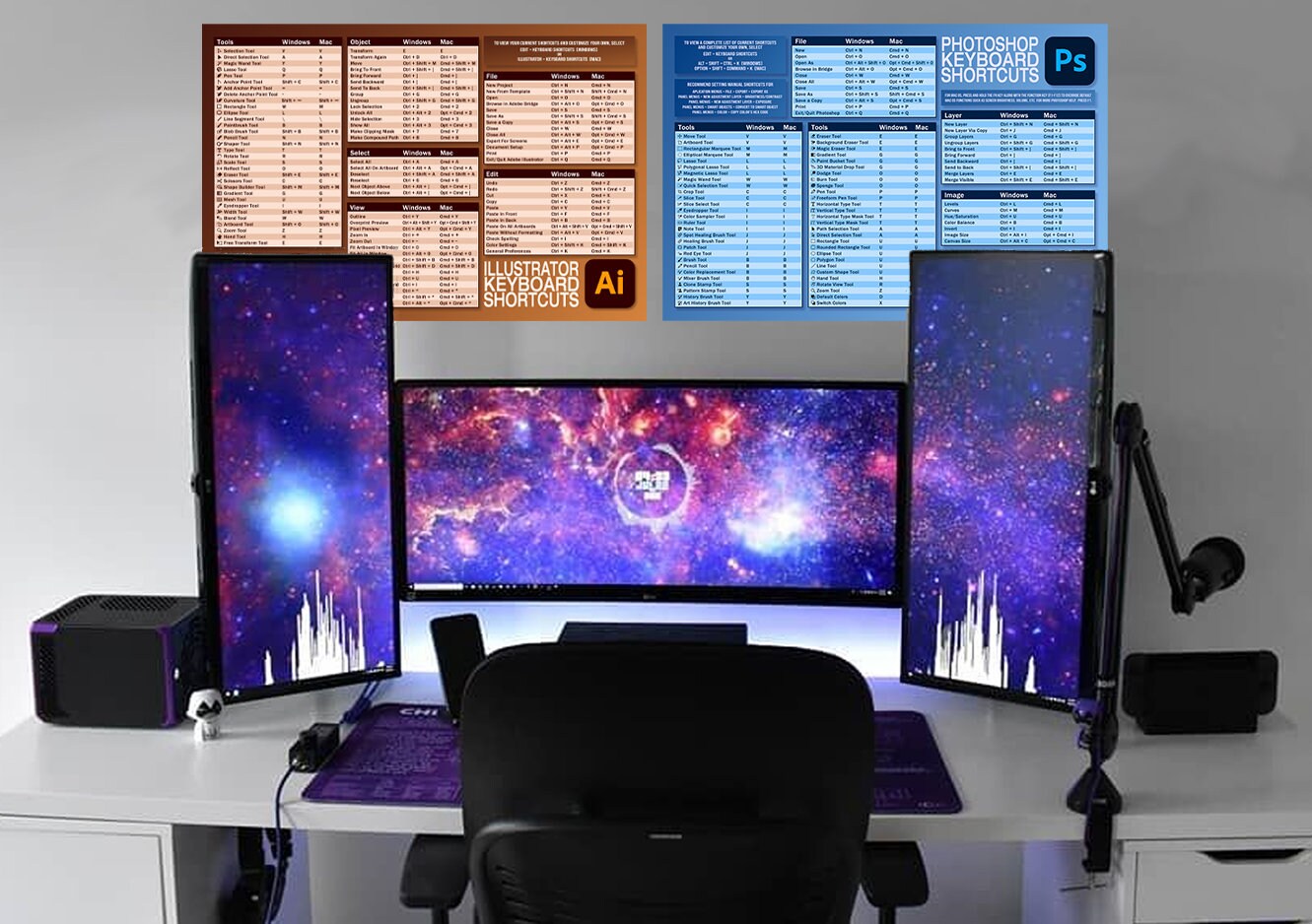 Keyboard Shortcuts Poster 2-pack - Photoshop & Illustrator - Digital ...