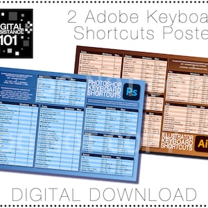 Keyboard Shortcuts Poster 2-pack - Photoshop & Illustrator - Digital ...