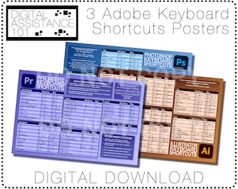 Digital Download 5-pack Keyboard Shortcuts Posters - Etsy