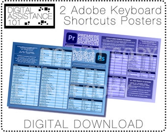 Digital Download 4-pack Keyboard Shortcuts Posters Premiere, Photoshop ...