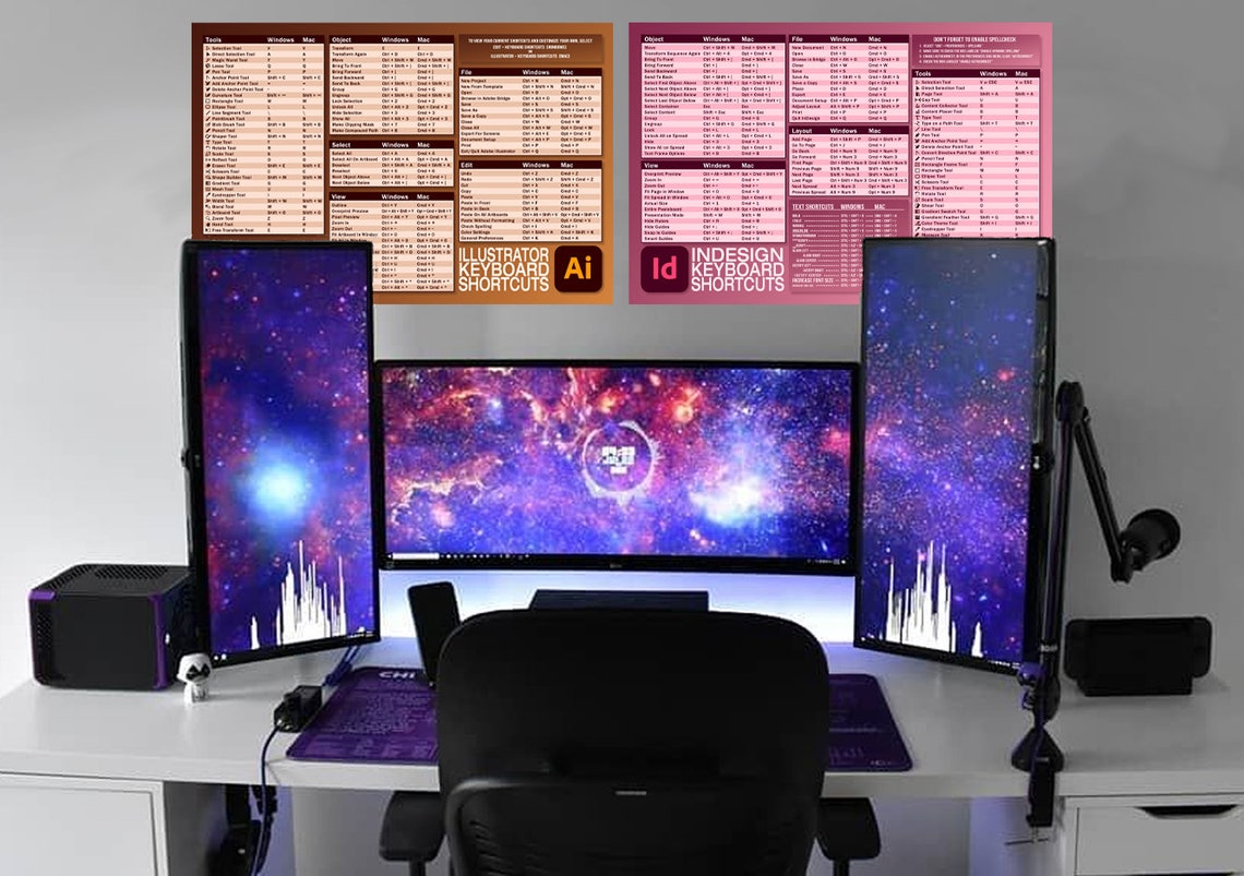 Keyboard Shortcuts Poster 2-pack - Illustrator & Indesign - Digital ...