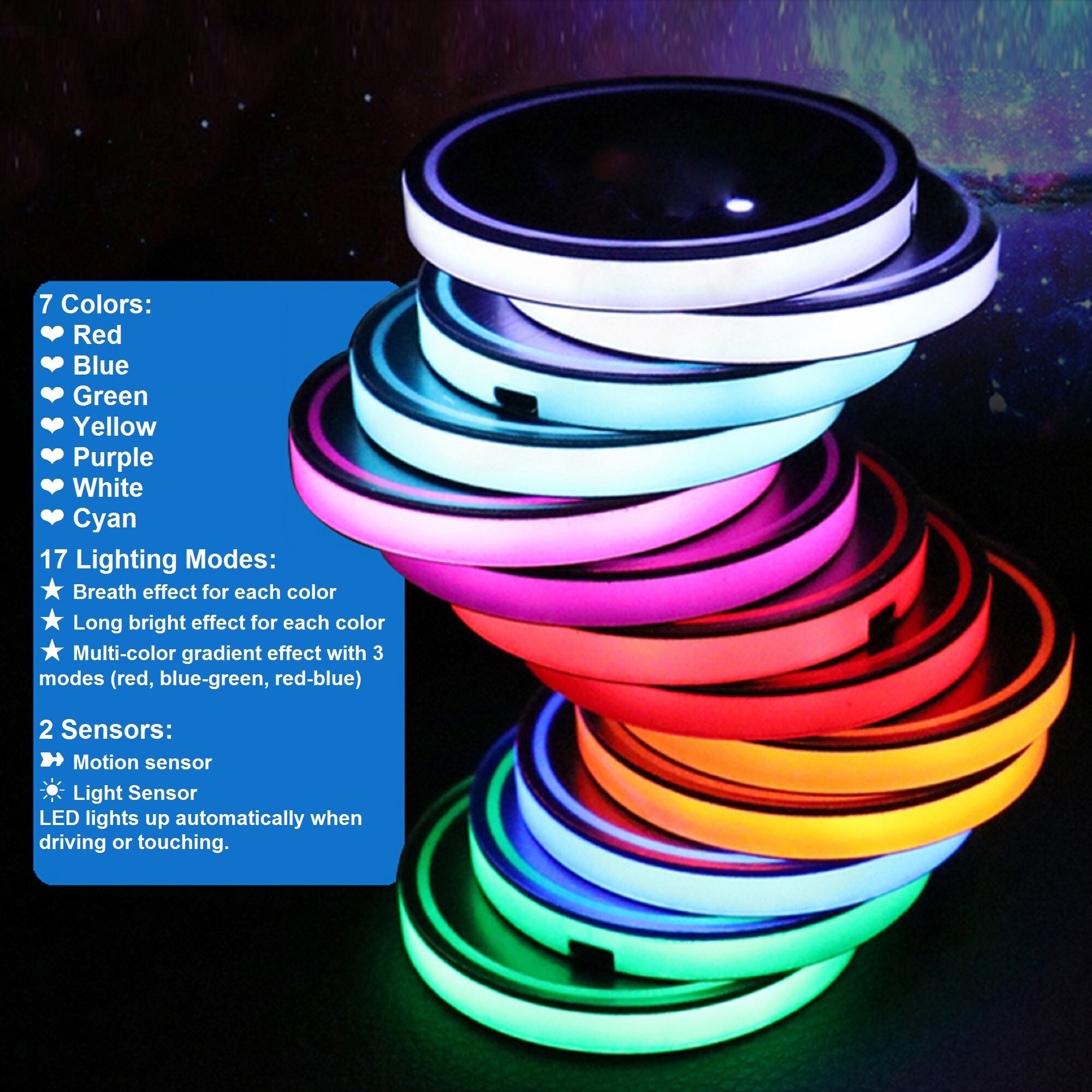 Mercedes Benz Logo Car Coaster, Emblem Led Cup Holder, Interior Car ...