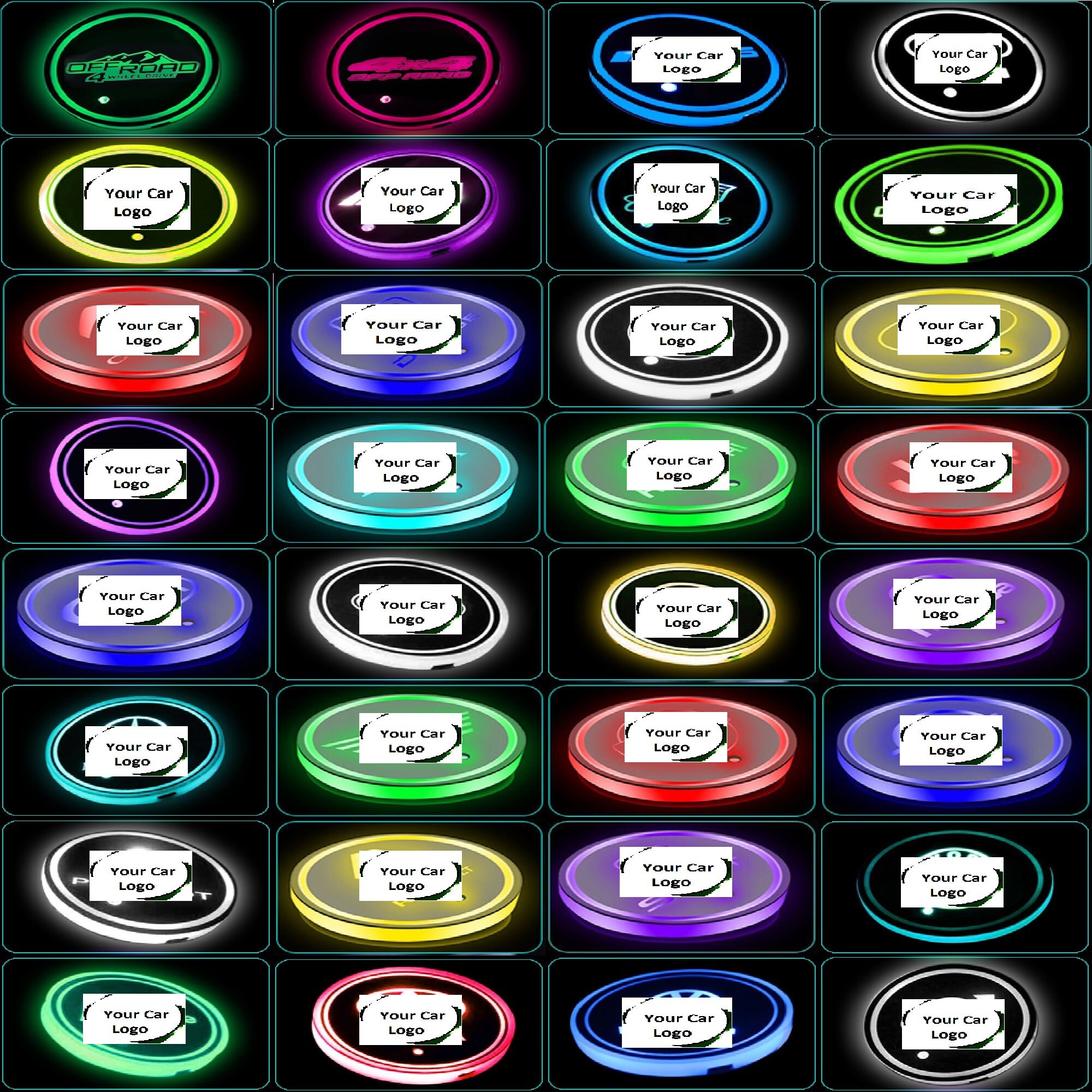 Mercedes Benz Logo Car Coaster, Emblem Led Cup Holder, Interior Car ...