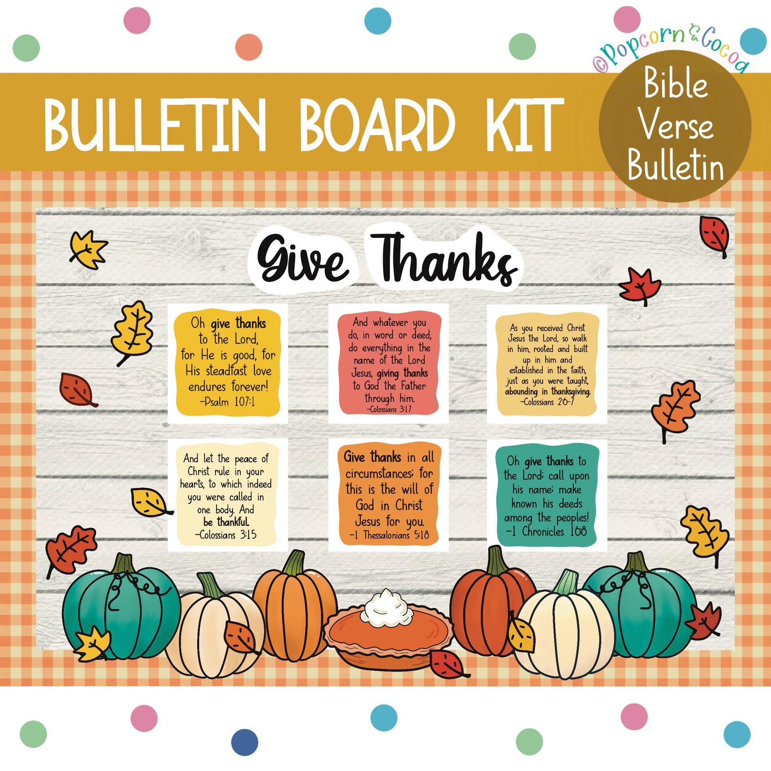 Christian Thanksgiving Bulletin Board Kit, Give Thanks Room Decor ...