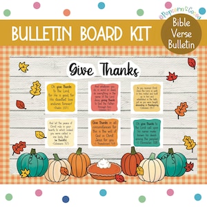 Christian Thanksgiving Bulletin Board Kit, Give Thanks Room Decor ...
