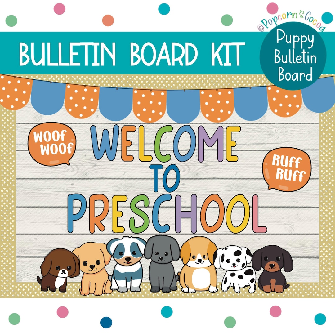 Welcome to Preschool Bulletin Board Kit, Dog Welcome to School, New ...