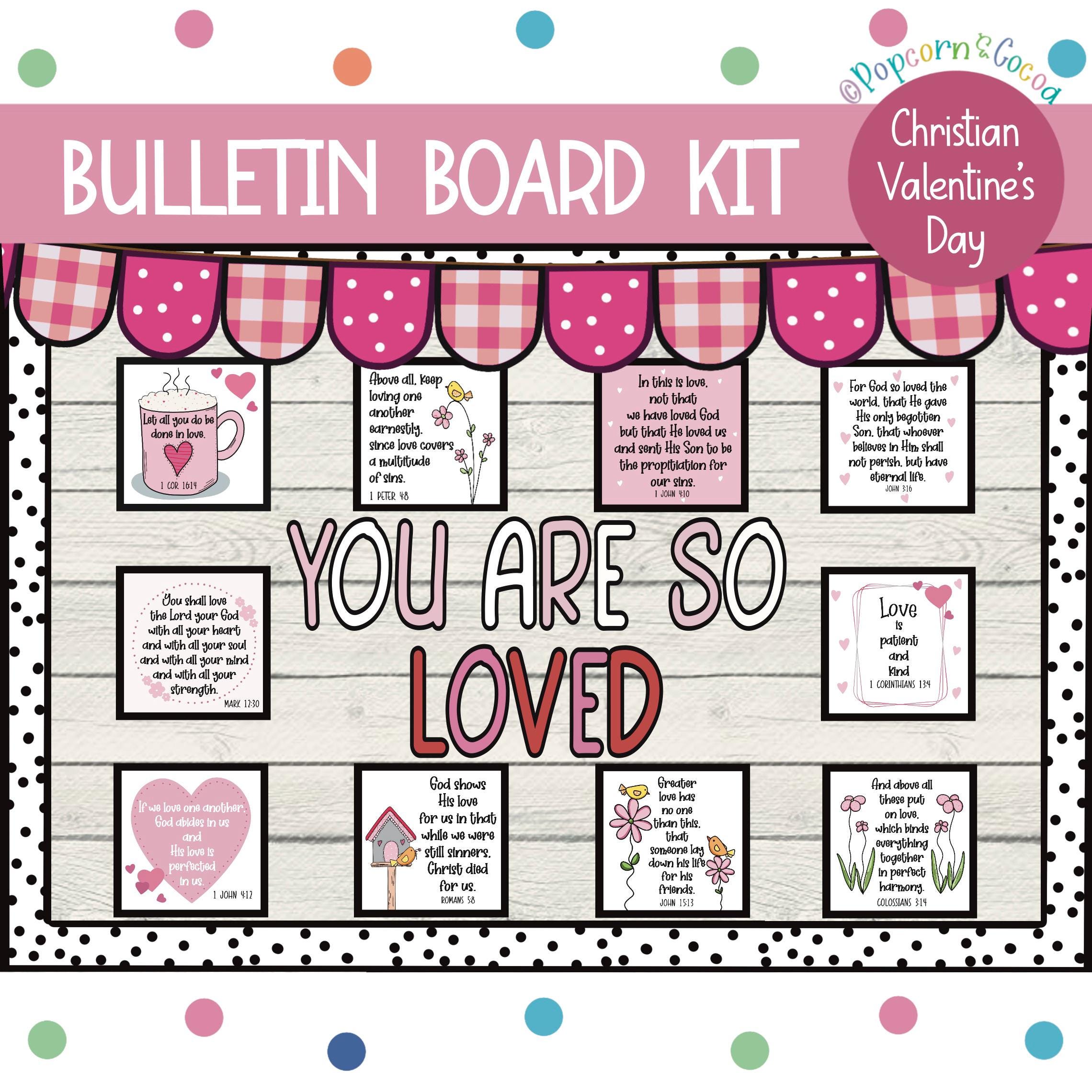 Christian Valentine’s Day Bulletin Board Kit! Bible Verse Bulletin ...