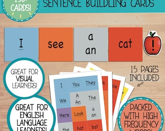 Fun Sentence Building Cards, Colorful Sentence Construction Activity ...