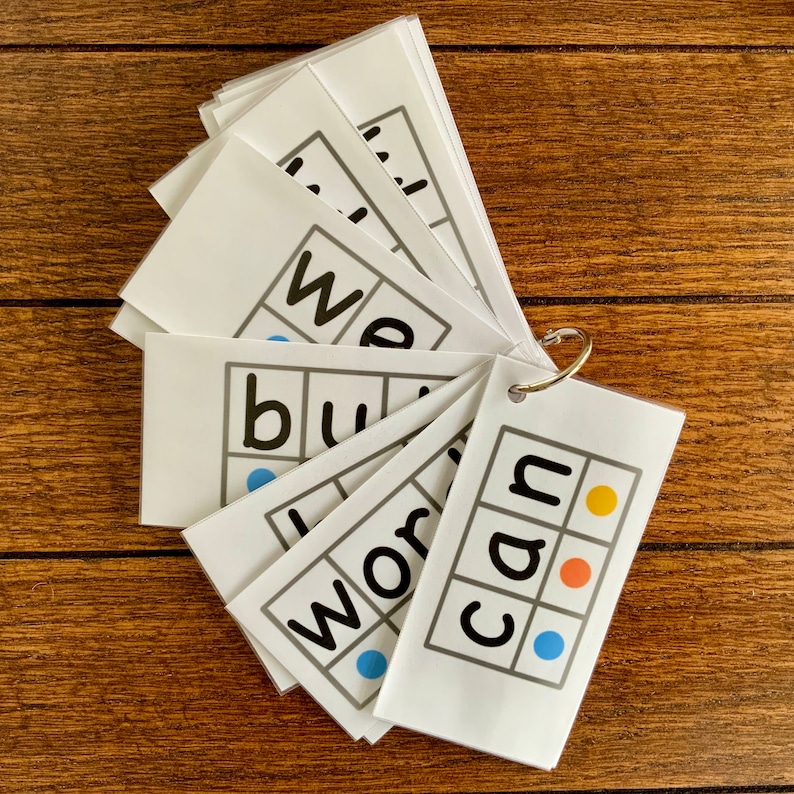Sight Words Flashcards for Kids With Orthographic Mapping Boxes - Etsy