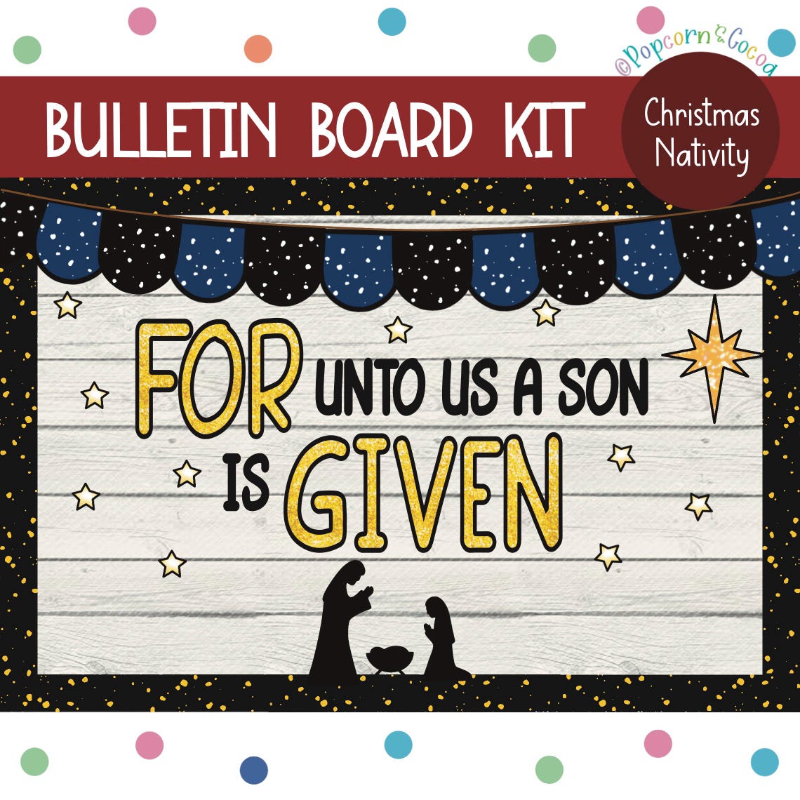 Christian Christmas Bulletin Board Kit, Jesus’ Birth Bulletin Board ...