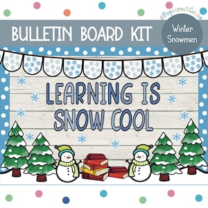Winter Bulletin Board Kit With Snow, Snowmen, Books, and Trees ...
