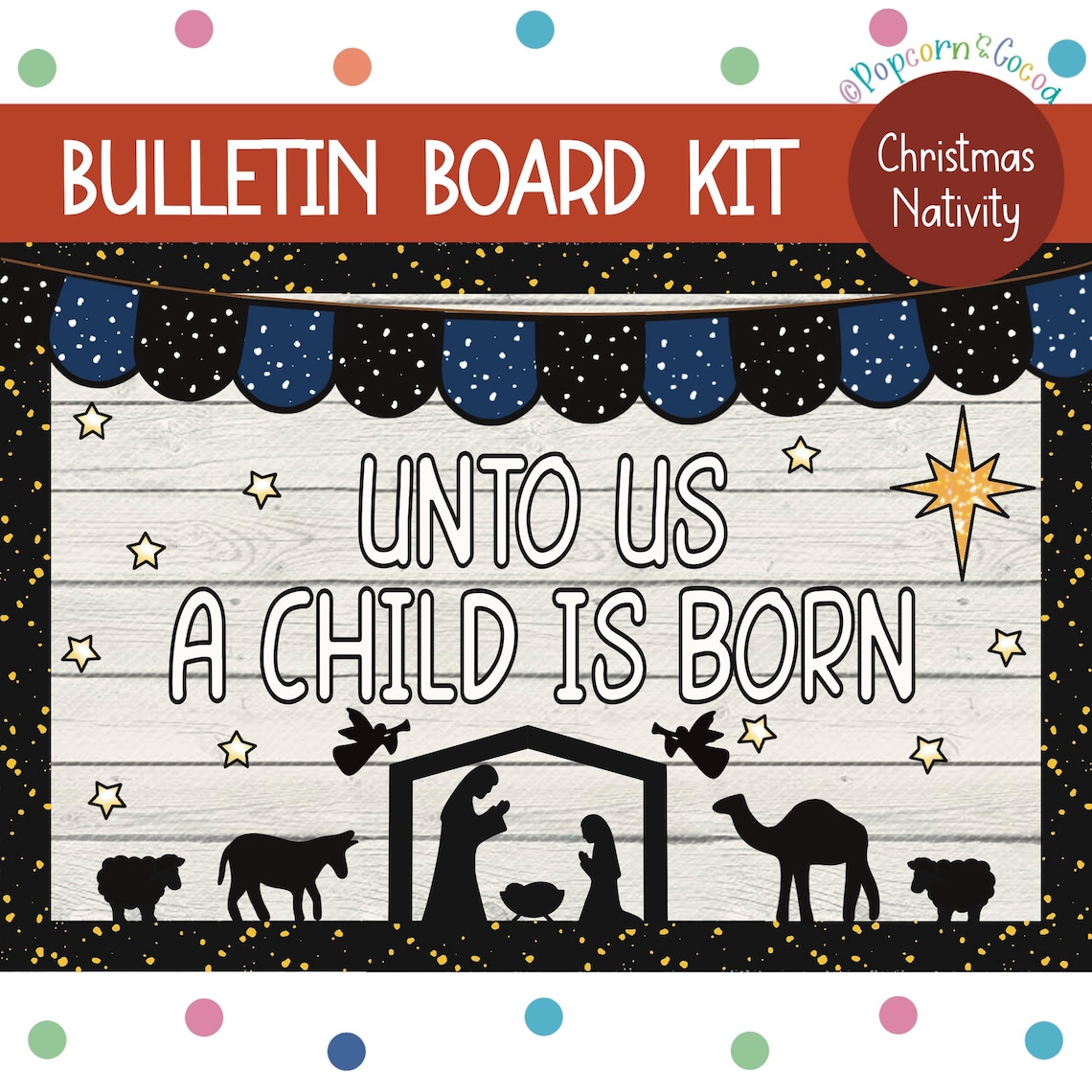 Nativity Bulletin Board Kit, Jesus’ Birth Bulletin, Christian Christmas ...