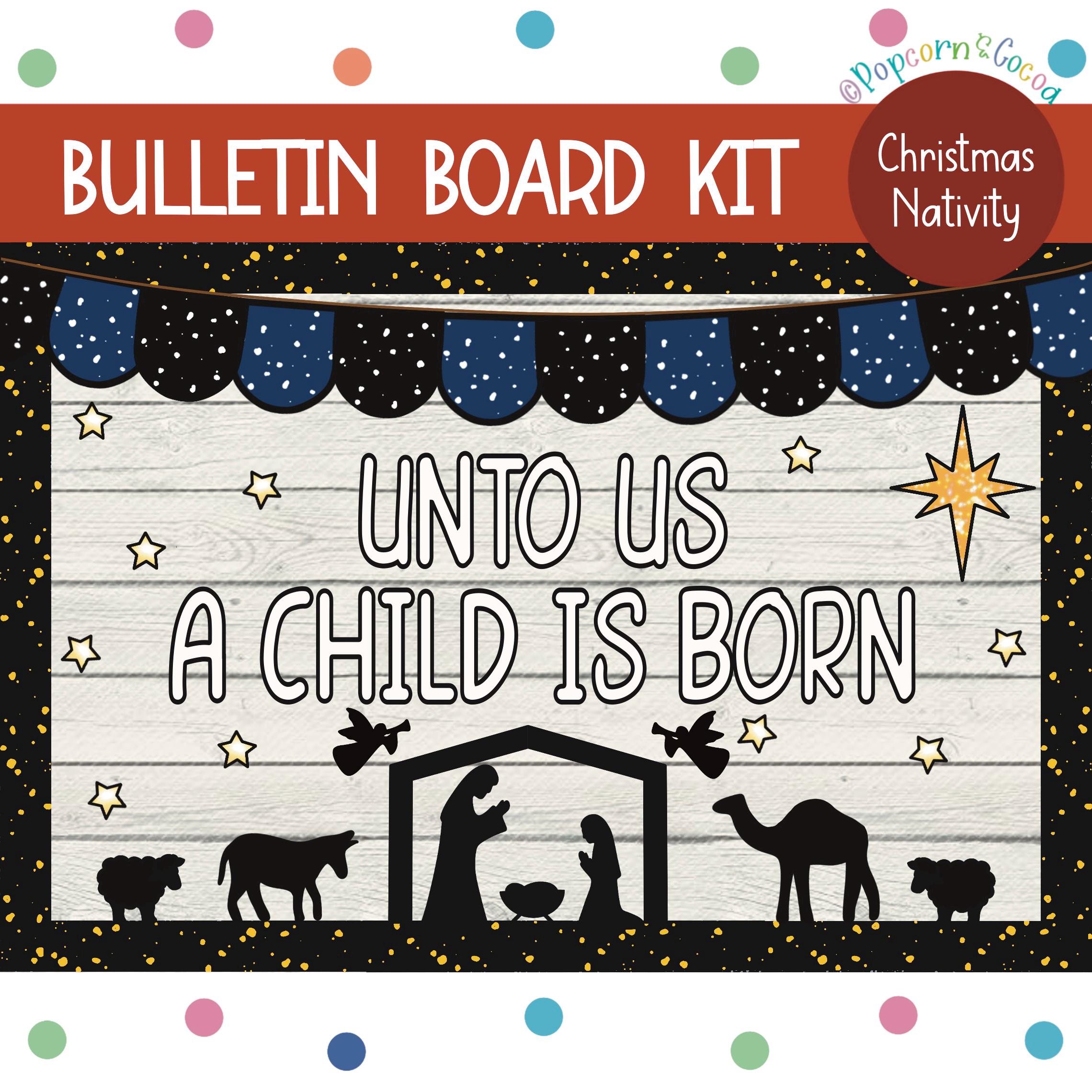 Nativity Bulletin Board Kit, Jesus’ Birth Bulletin, Christian Christmas ...