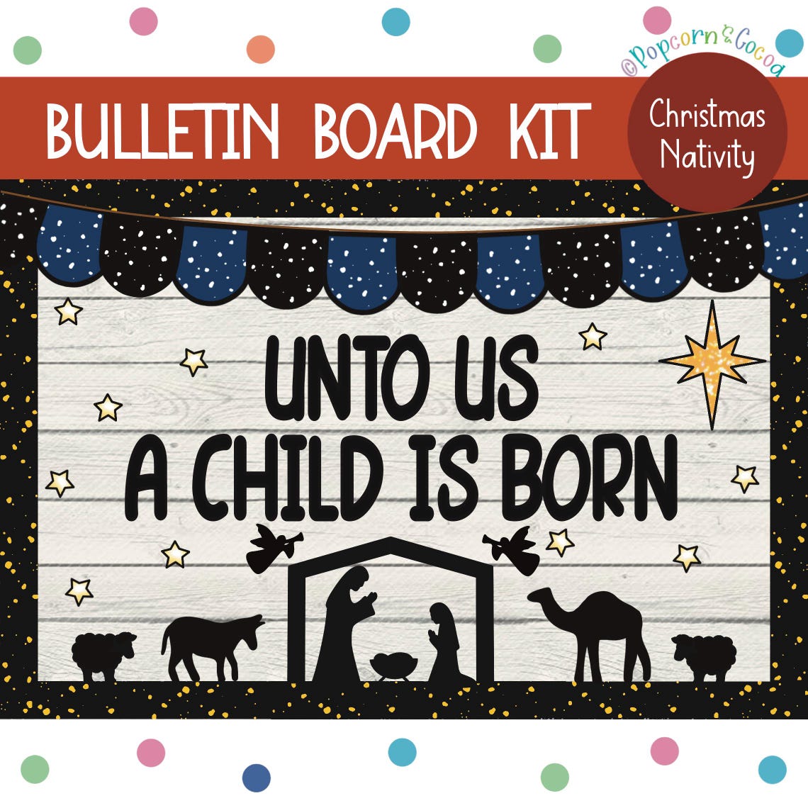 Nativity Bulletin Board Kit, Jesus’ Birth Bulletin, Christian Christmas ...