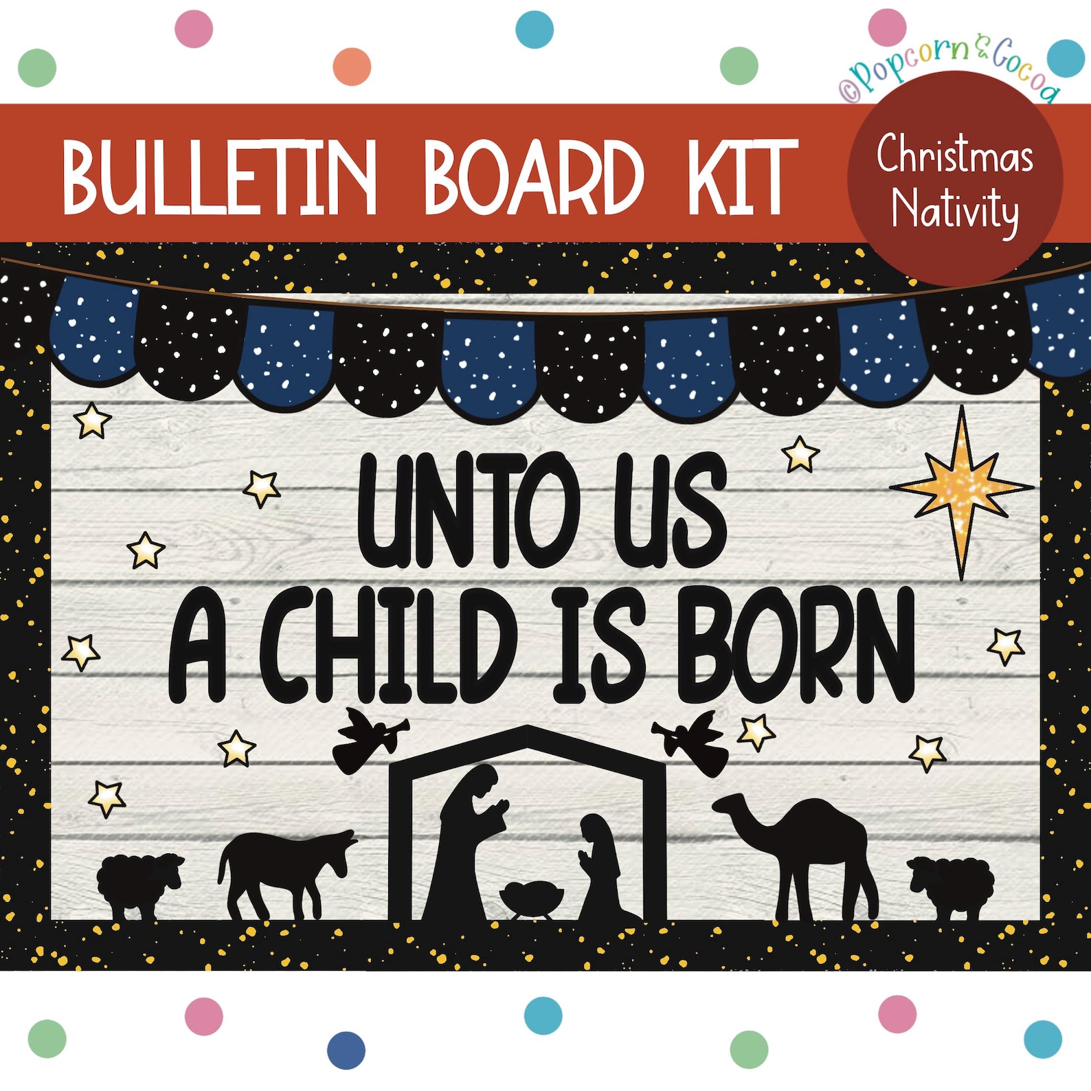Nativity Bulletin Board Kit, Jesus’ Birth Bulletin, Christian Christmas ...