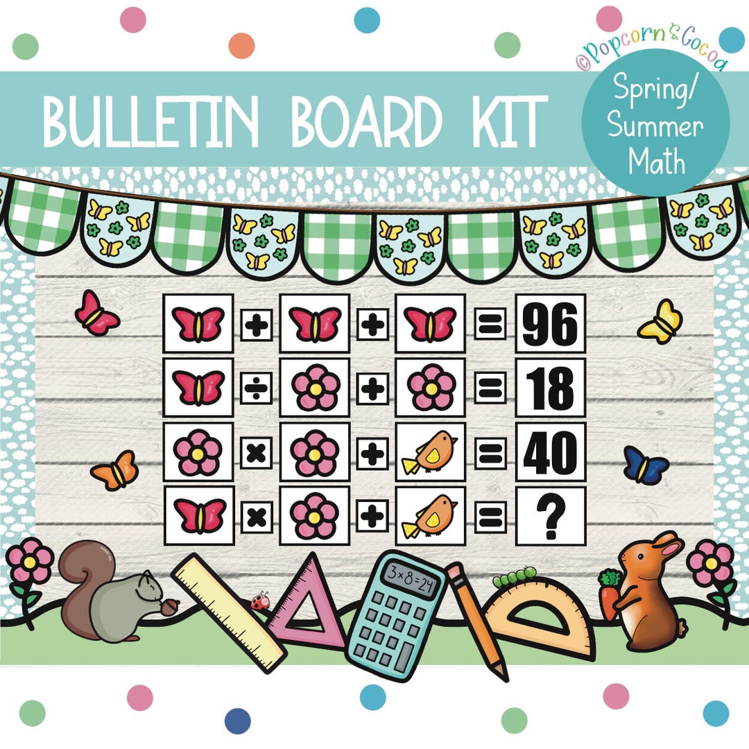 Summer Math Bulletin Board Kit! Fun Spring Math Problem Display With ...