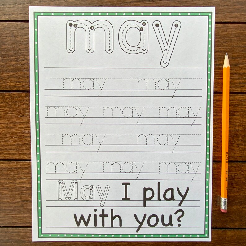Sight Words, Word Tracing Worksheets, Reading & Writing Resource, High ...