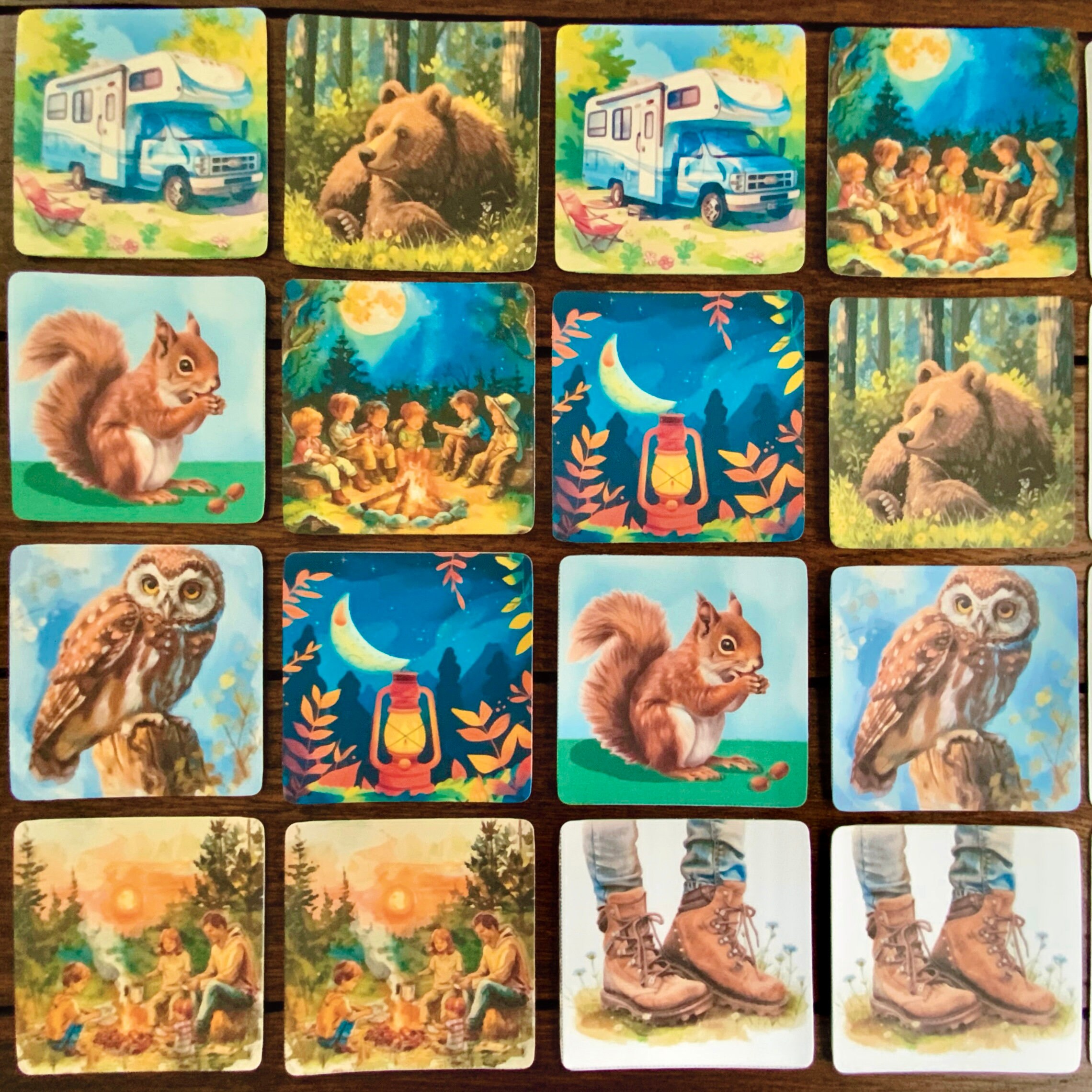 Camping Memory Game, Nature Picture Matching DIY Printable, Make-at ...