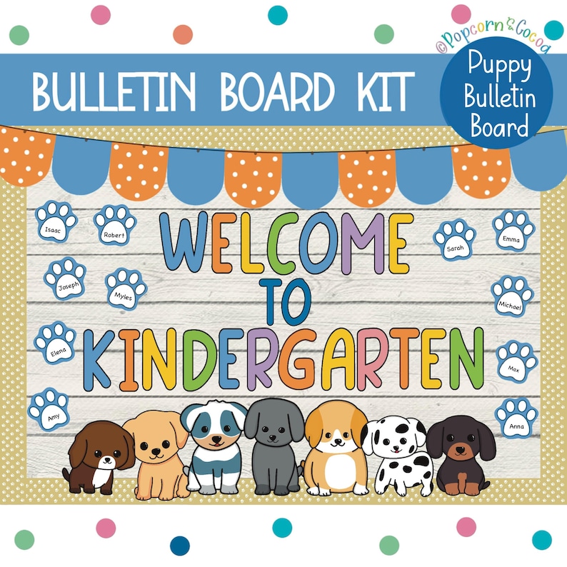Welcome to Kindergarten Bulletin Board Kit, Dog Welcome to School, New ...