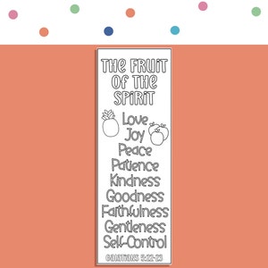 The Fruit of the Spirit Bookmark, Christian School Printable, Sunday ...