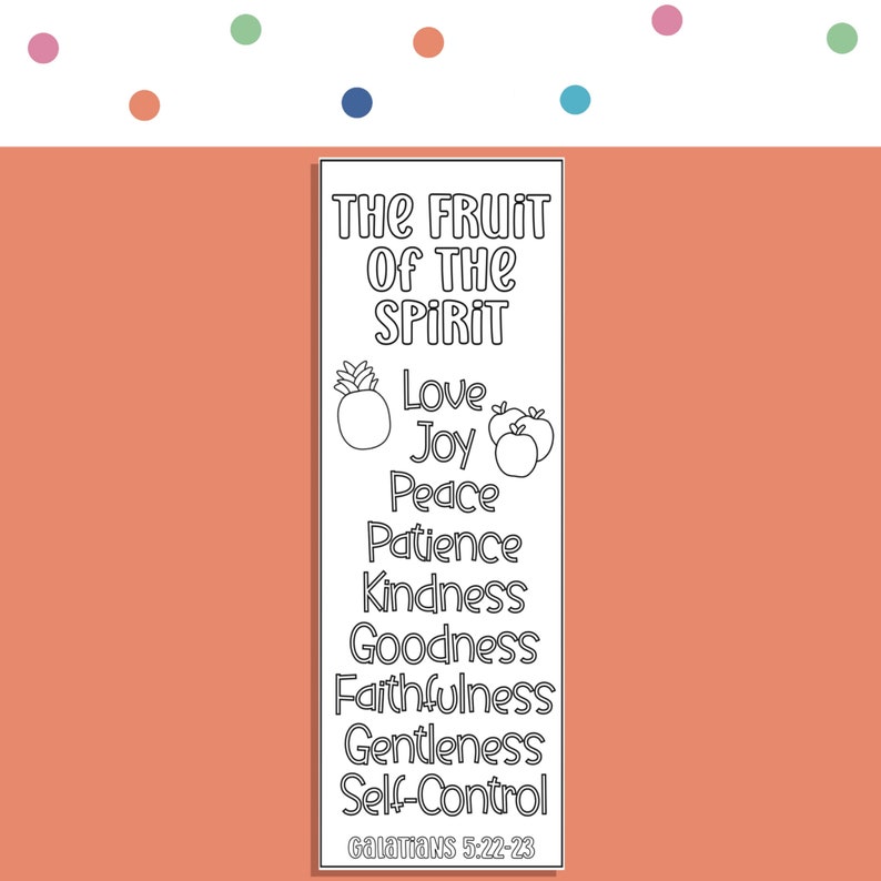 The Fruit of the Spirit Bookmark, Christian School Printable, Sunday ...