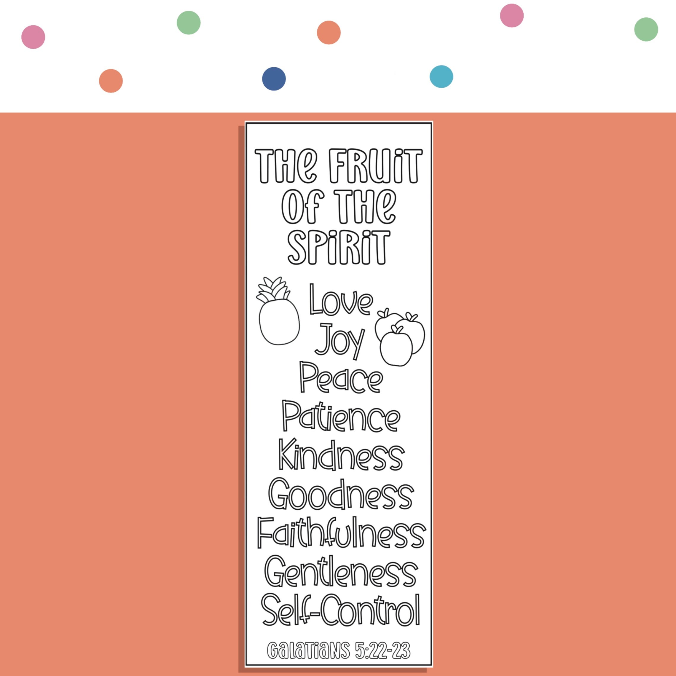 The Fruit of the Spirit Bookmark, Christian School Printable, Sunday ...