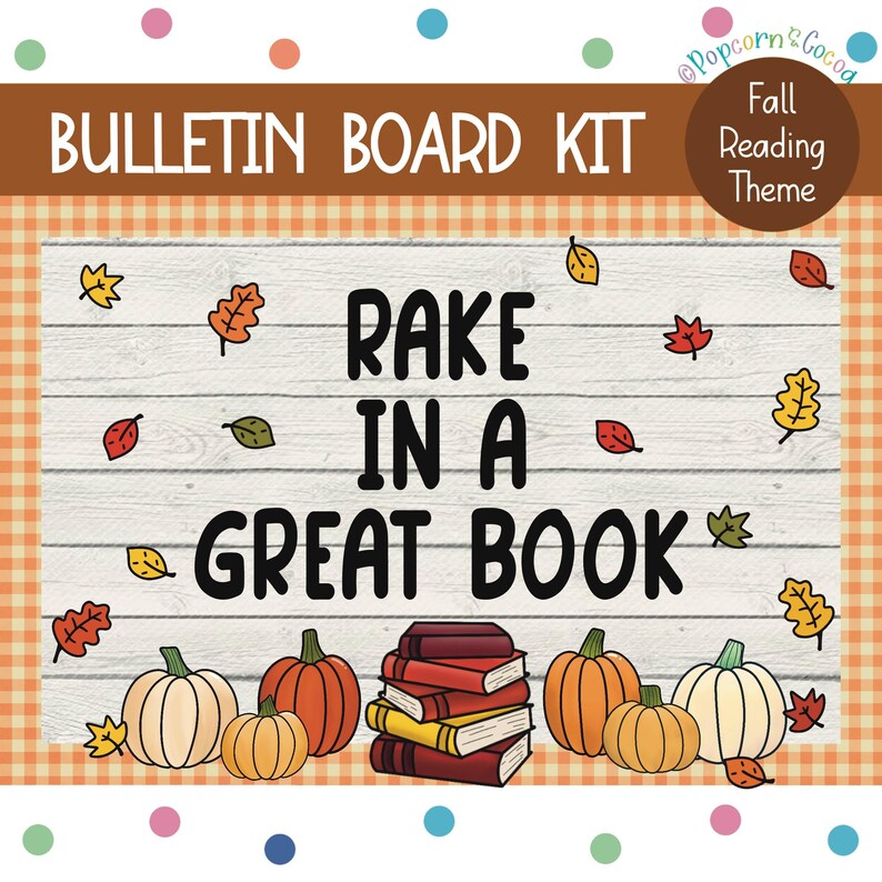 Fall Leaves Reading Bulletin Board Kit, November Library Decor, Autumn ...