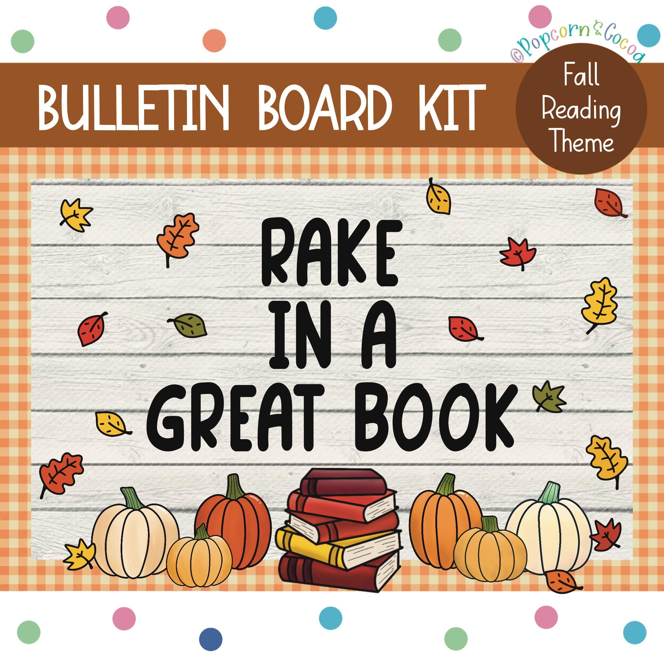 Fall Leaves Reading Bulletin Board Kit, November Library Decor, Autumn ...