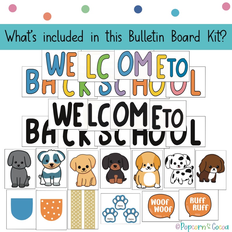 Dog Welcome Back to School Bulletin Board, Welcome Back, New School ...