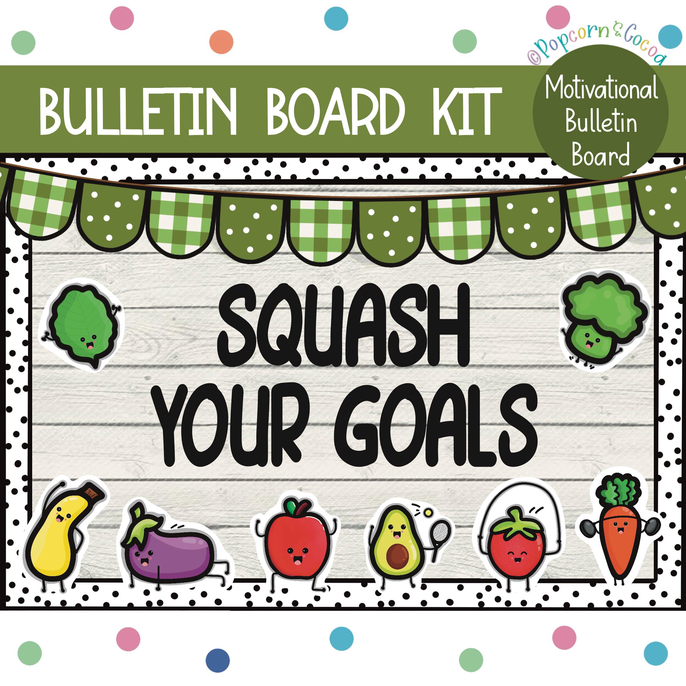 Motivational Exercising Vegetables Bulletin Board Kit, School or Gym ...