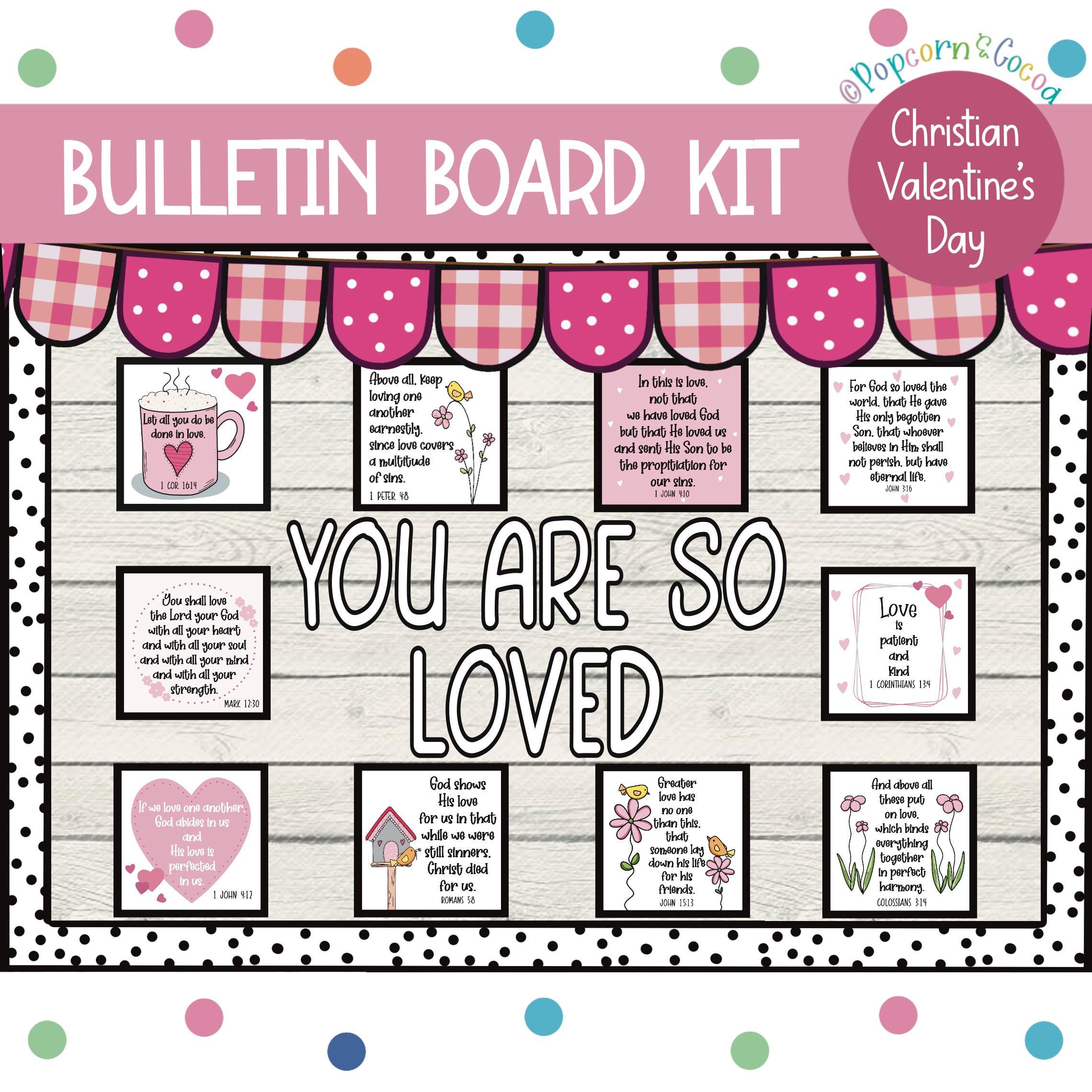 Christian Valentine’s Day Bulletin Board Kit! Bible Verse Bulletin ...