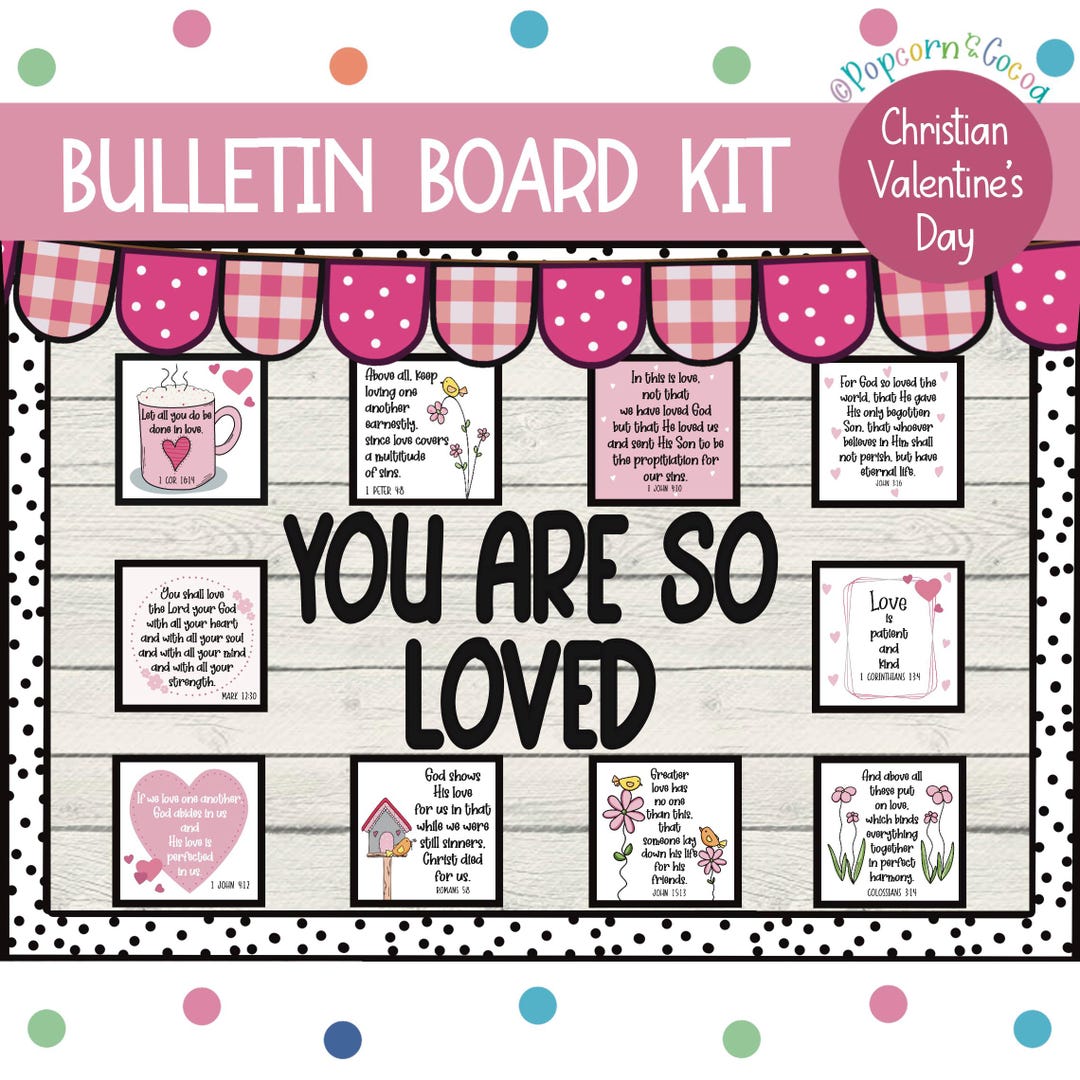 Christian Valentine’s Day Bulletin Board Kit! Bible Verse Bulletin ...