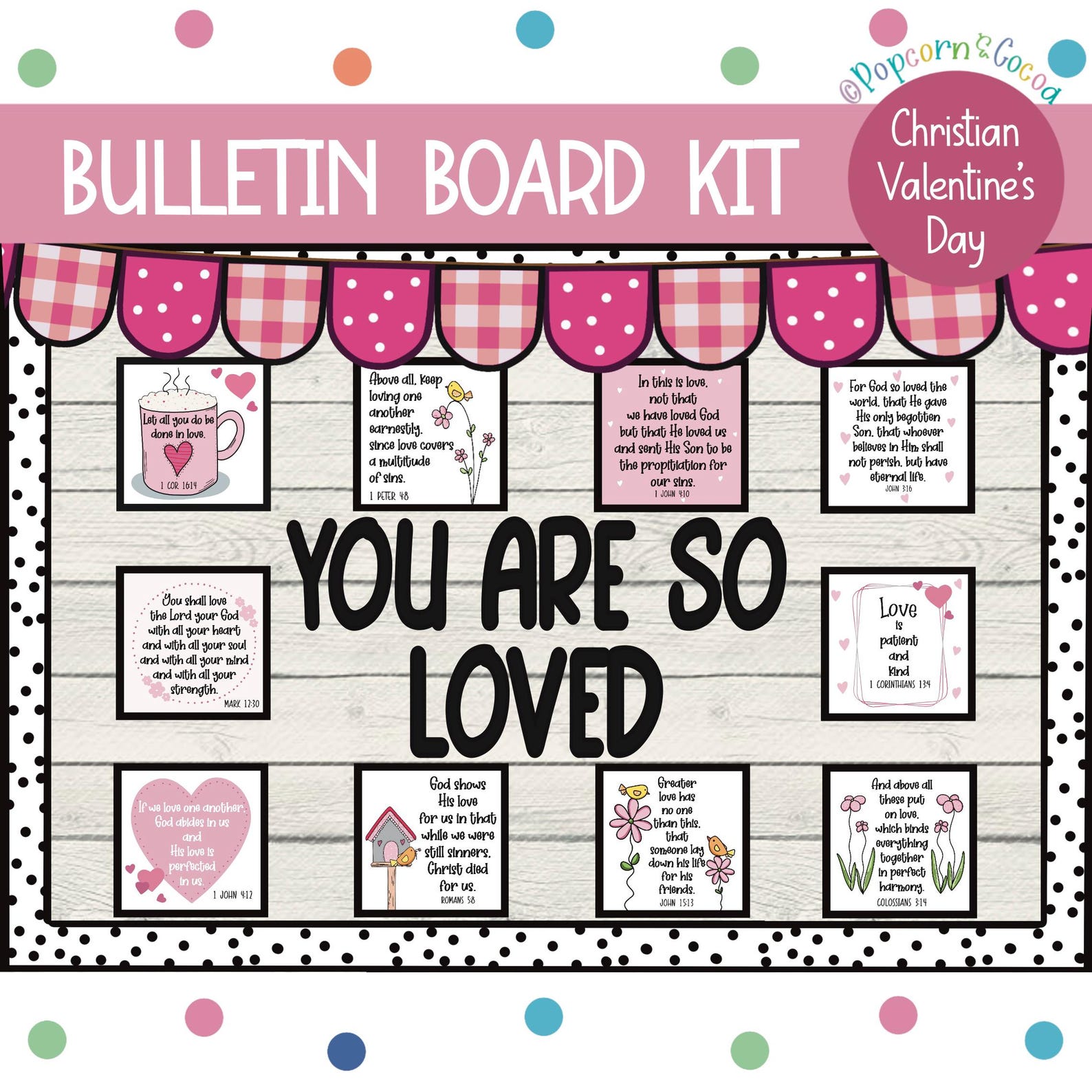 Christian Valentine’s Day Bulletin Board Kit! Bible Verse Bulletin ...