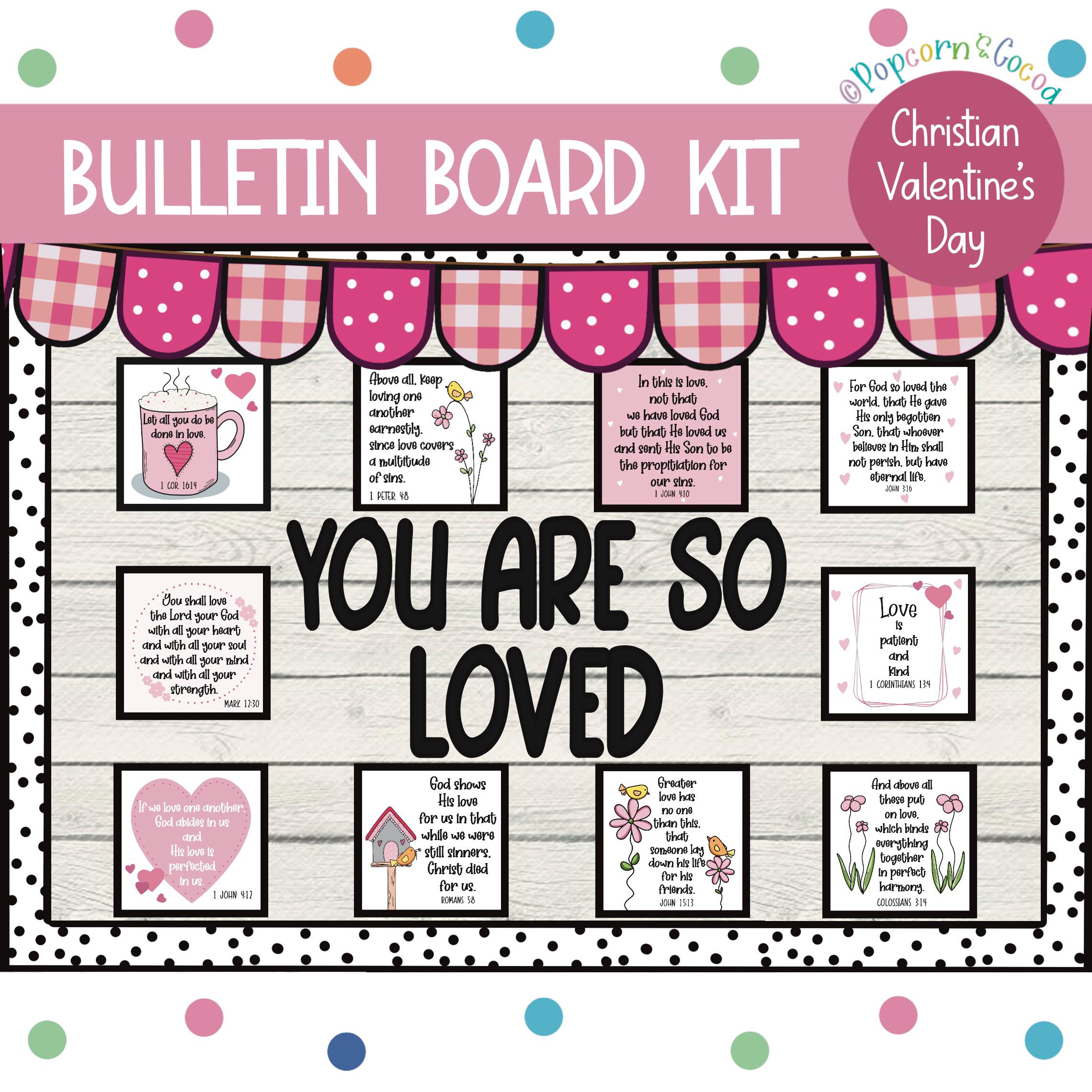 Christian Valentine’s Day Bulletin Board Kit! Bible Verse Bulletin ...