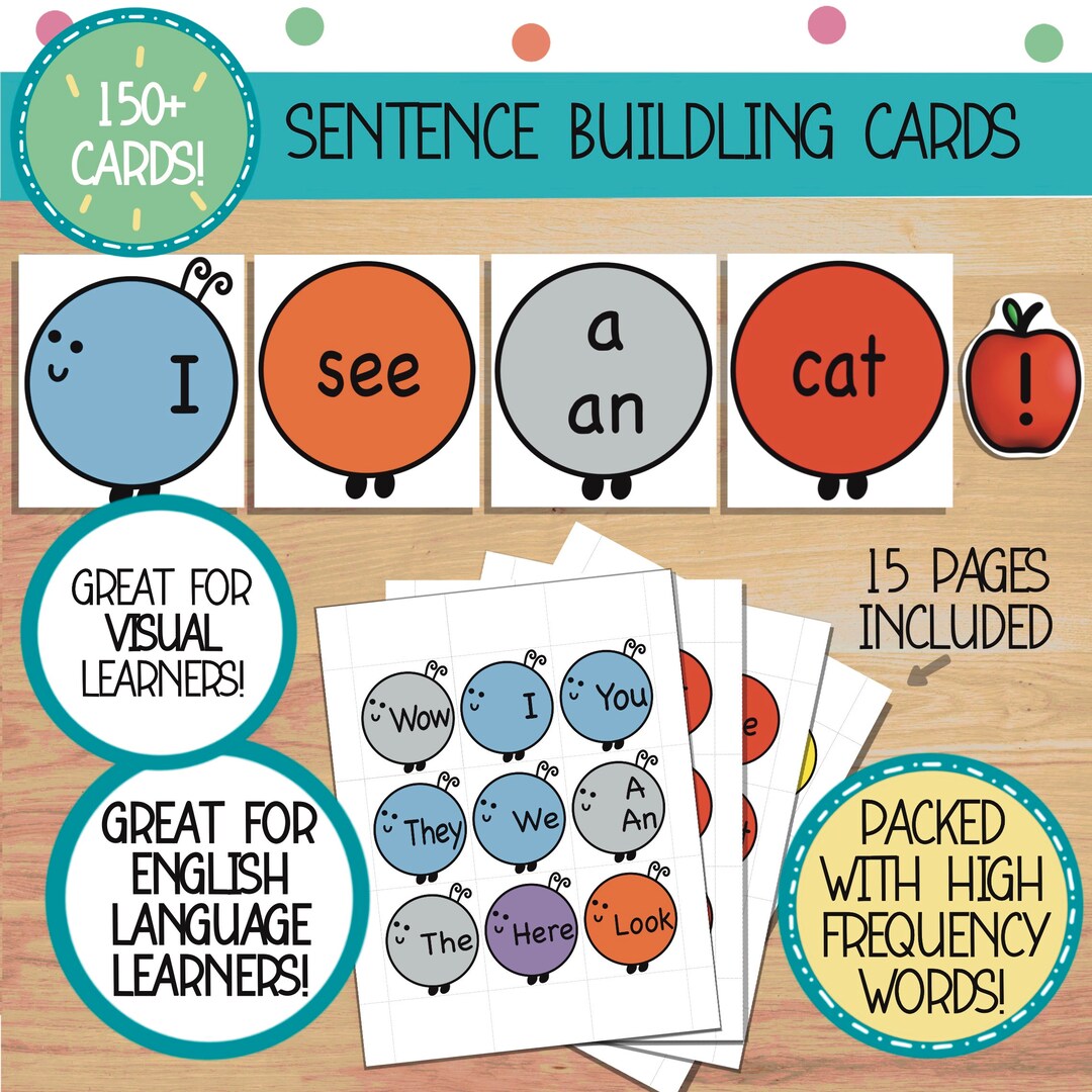 Fun Sentence Building Cards, Colorful Sentence Construction Activity ...