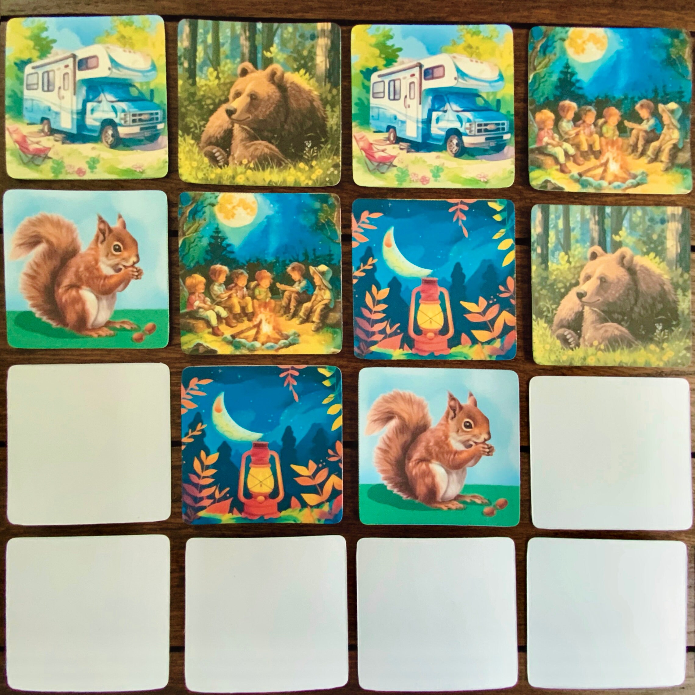 Camping Memory Game, Nature Picture Matching DIY Printable, Make-at ...