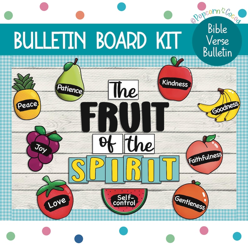 Christian Bulletin Board Kit, Fruit of the Spirit Room Decor, Cute ...