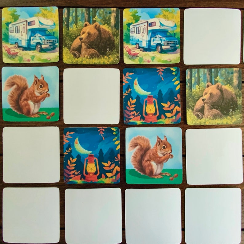 Camping Memory Game, Nature Picture Matching DIY Printable, Make-at ...