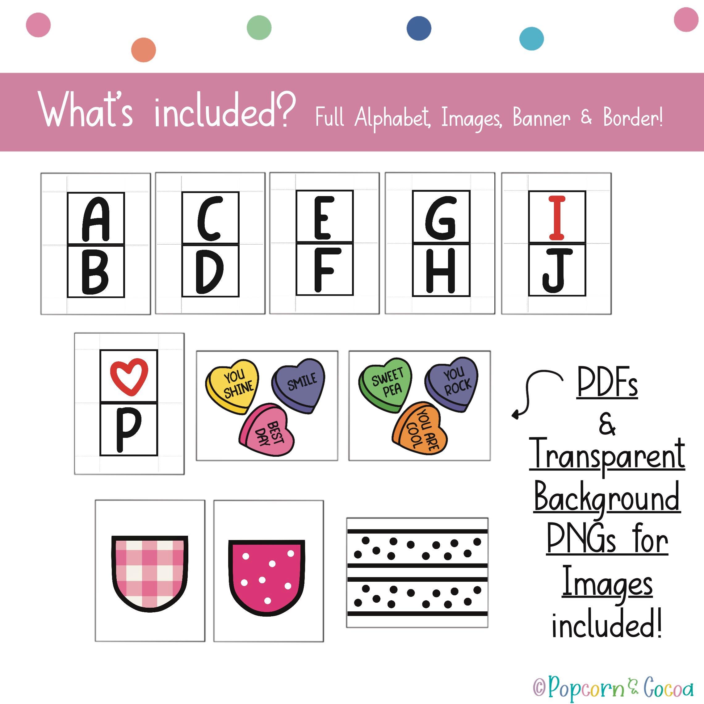 Valentine’s Day Bulletin Board Kit! Alphabet Bulletin Board, ABC I Love ...