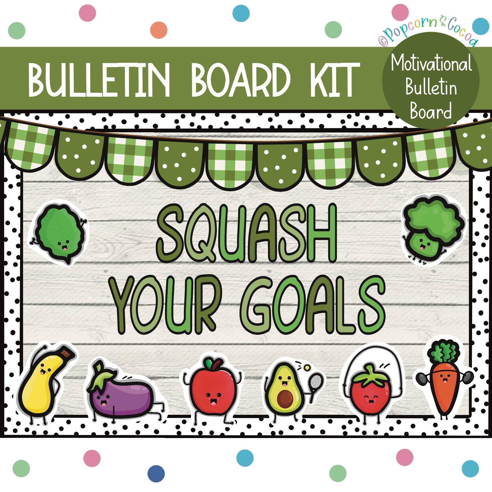 Motivational Exercising Vegetables Bulletin Board Kit, School or Gym ...