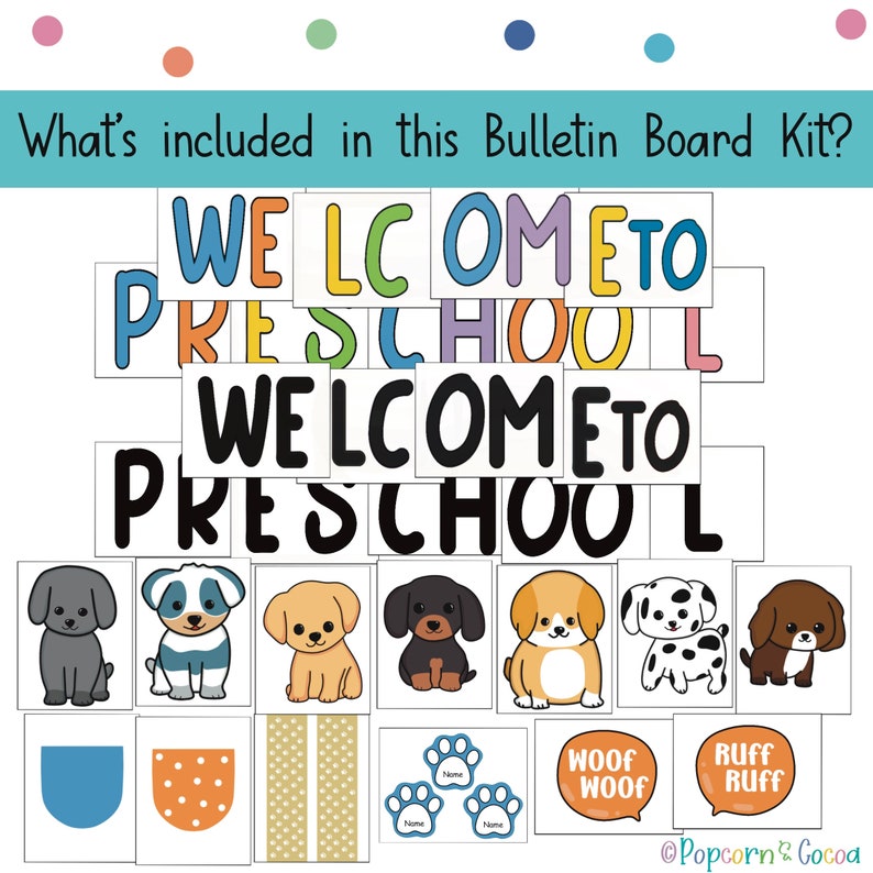 Welcome to Preschool Bulletin Board Kit, Dog Welcome to School, New ...