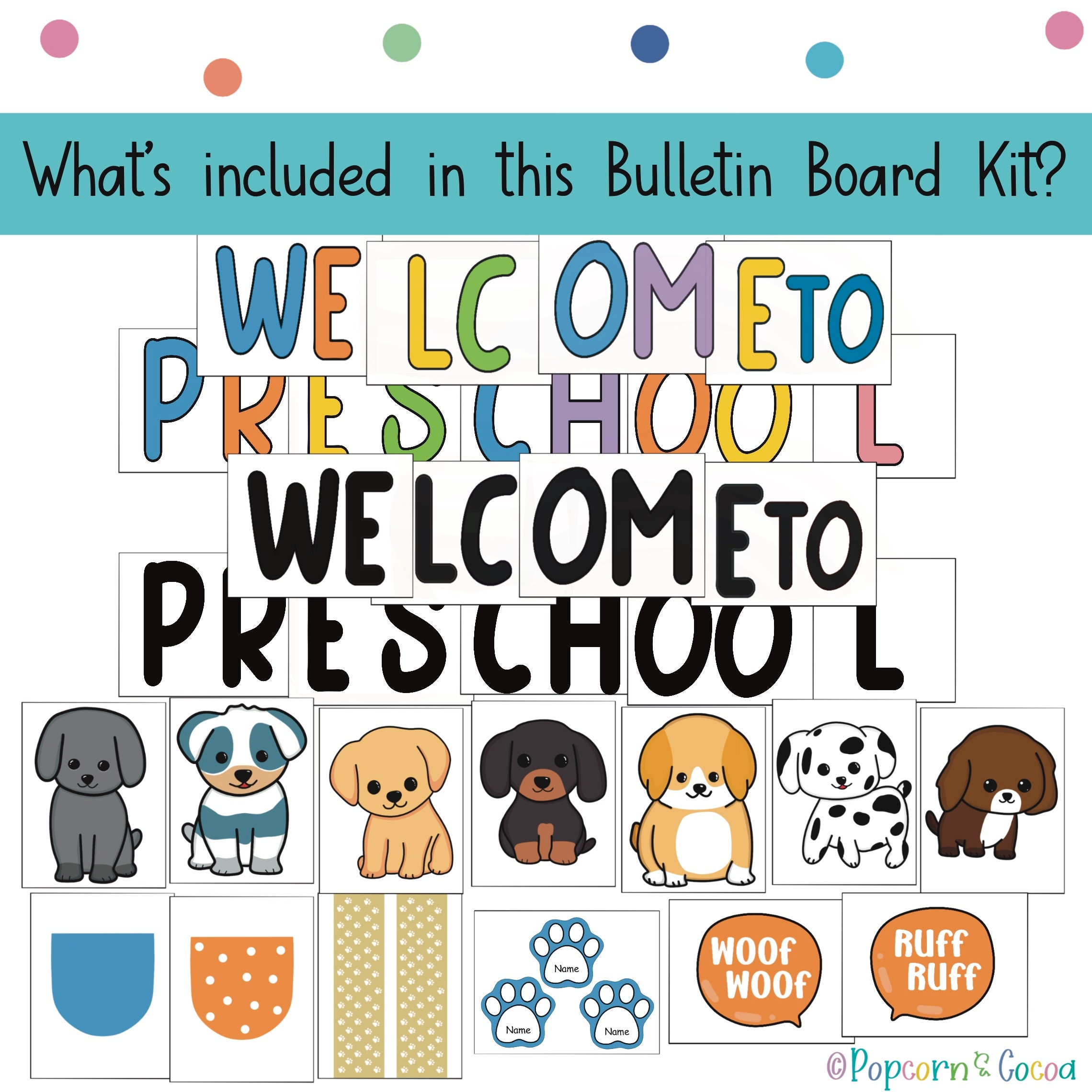 Welcome to Preschool Bulletin Board Kit, Dog Welcome to School, New ...