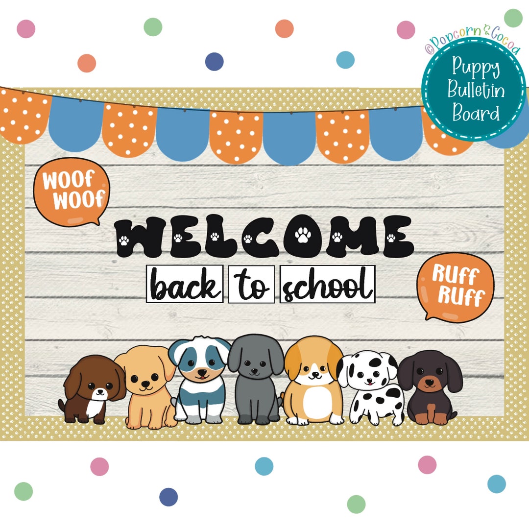 Dog Back to School Bulletin Board, New School Year, Black and White ...
