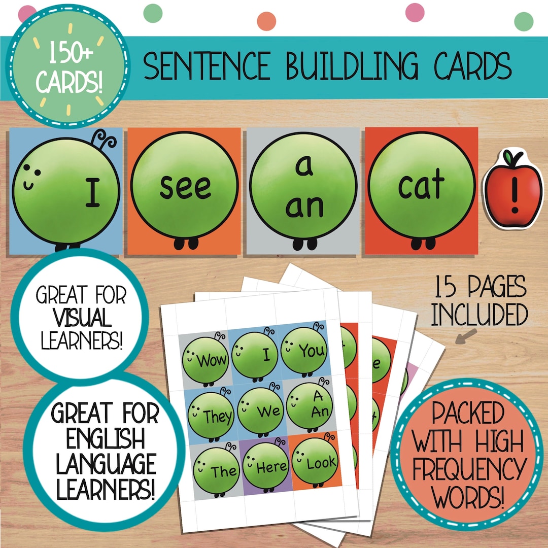 Sentence Building Cards, Colorful Sentence Construction Activity ...