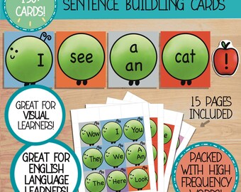 Fun Sentence Building Cards, Colorful Sentence Construction Activity ...